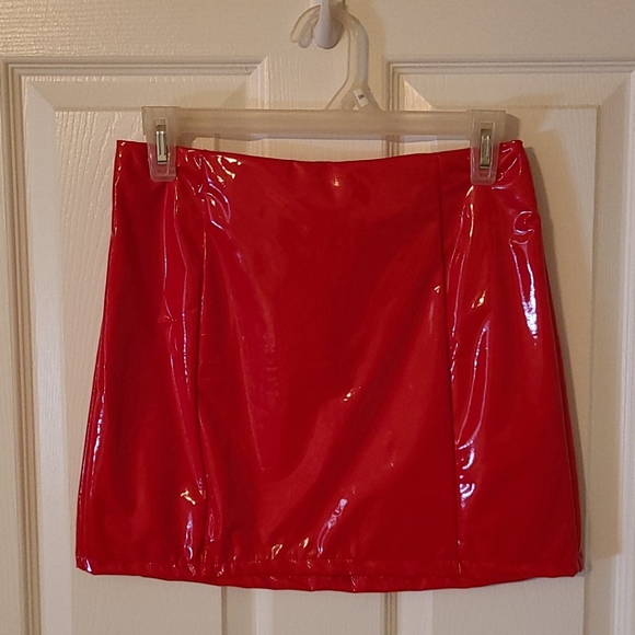 Skirts | Red Pvc Mini Skirt | Poshmark